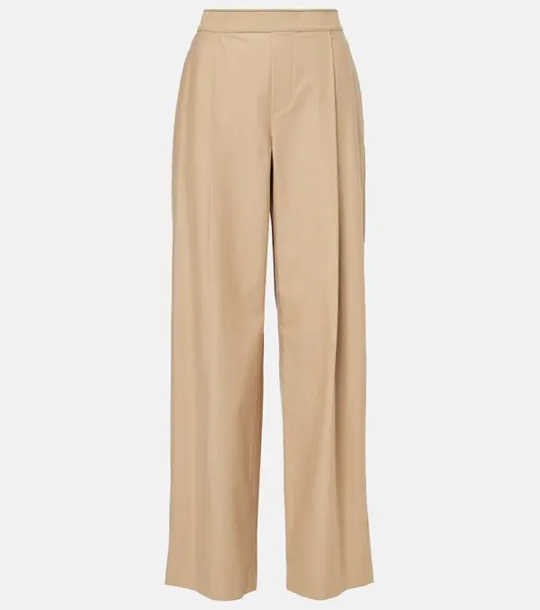 Vince Cotton And Wool Wide-leg Trousers - Beige