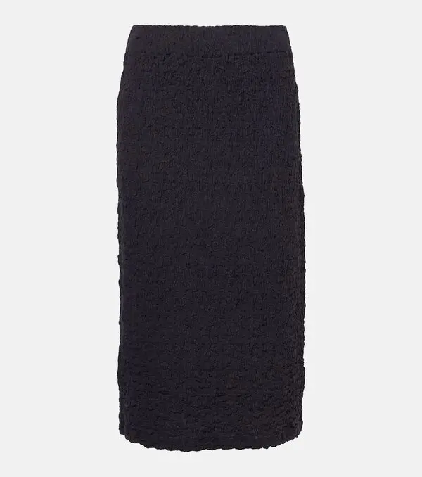 Vince Smocked Cotton-blend Midi Skirt - Blue