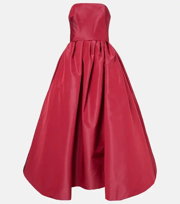 Carolina Herrera Strapless Belted Silk Cocktail Dress - Blue