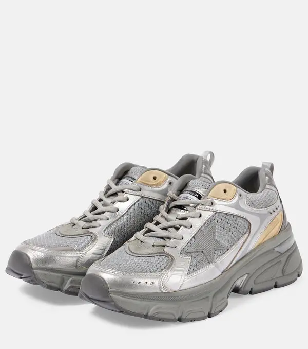 GOLDEN GOOSE Lightstar Metallic Sneakers - Silver