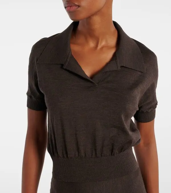 Khaite Morgane Wool-blend Polo Shirt - Brown