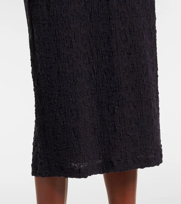 Vince Smocked Cotton-blend Midi Skirt