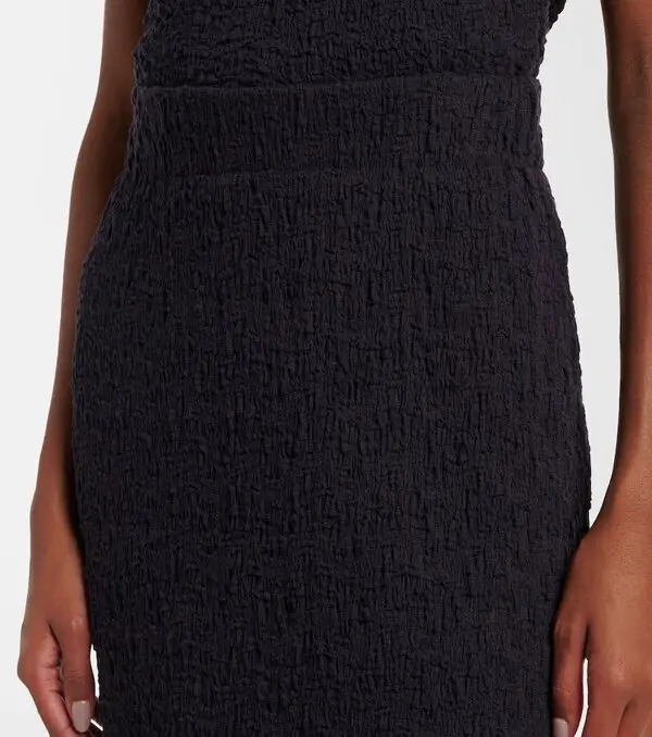Vince Smocked Cotton-blend Midi Skirt
