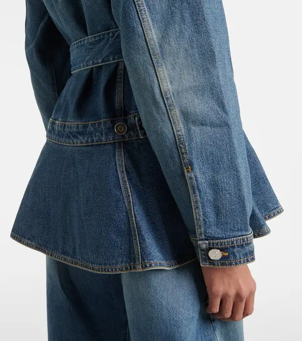 Alaïa Peplum Denim Jacket - Blue