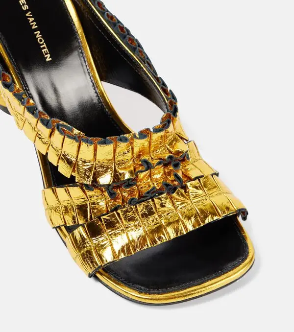 Dries Van Noten 95 Metallic Leather Sandals