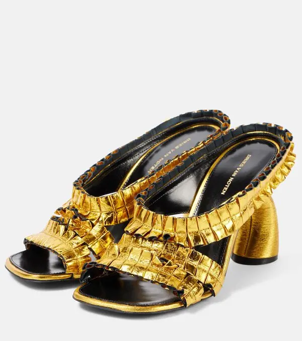 Dries Van Noten 95 Metallic Leather Sandals