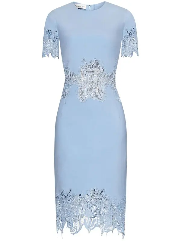 knee length dresses for ladies Montsand Blue Beaded Lace Pencil Midi Dress main image 0