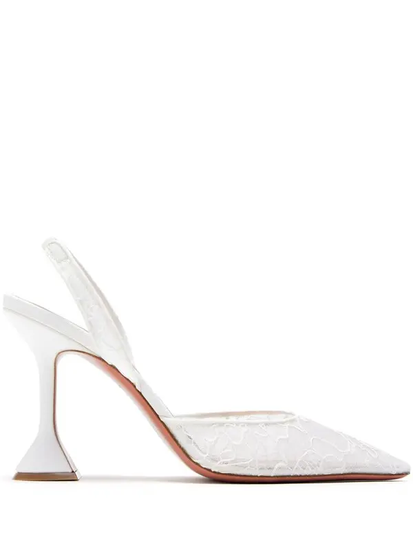 Amina Muaddi Holli 95mm Pumps - White