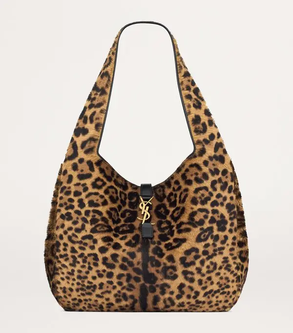 Saint Laurent Leopard Bea Le 5 À 7 Tote Bag - Brown