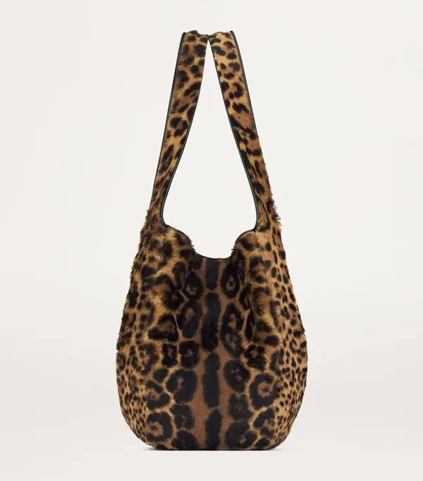 Saint Laurent Leopard Bea Le 5 À 7 Tote Bag - Brown