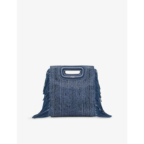 Maje Logo-embossed Crystal-embellished Denim Cross-body Bag