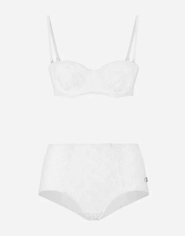 Dolce & Gabbana Broderie Anglaise Balconette Bikini - White