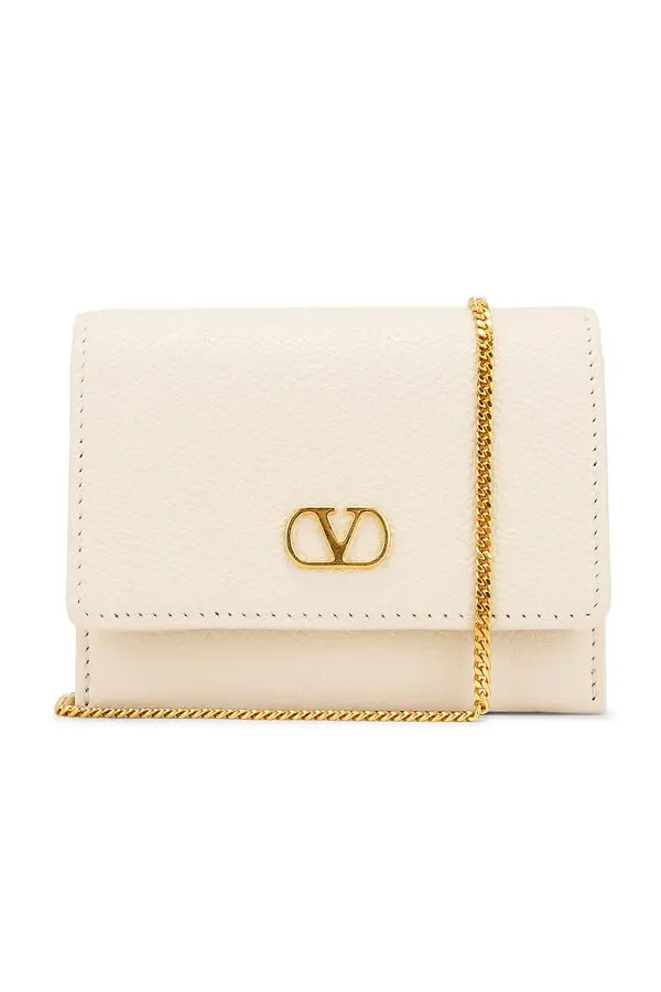 Valentino Garavani V Logo Signature Card Case In Ivory - Light Ivory