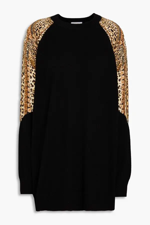 Camilla Leopard Print Paneled Sweater
