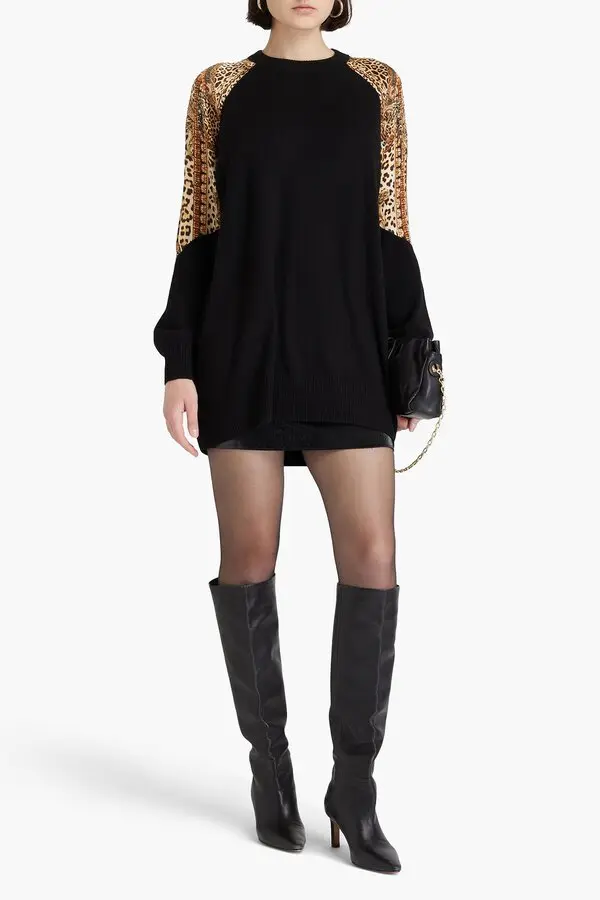 Camilla Leopard Print Paneled Sweater