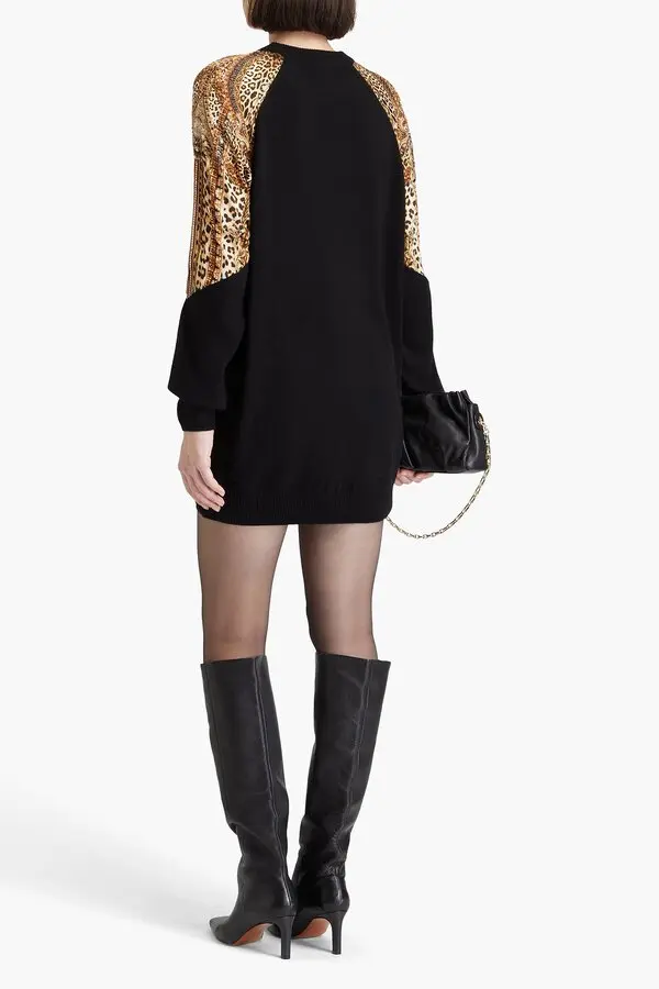 Camilla Leopard Print Paneled Sweater