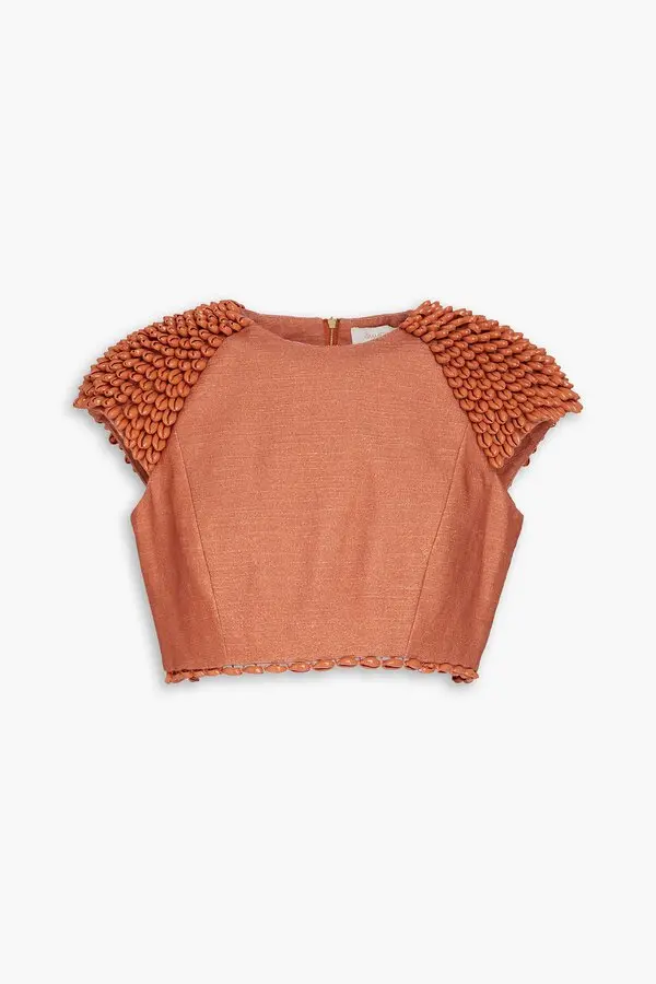 Zimmermann Cropped Shell-embellished Top