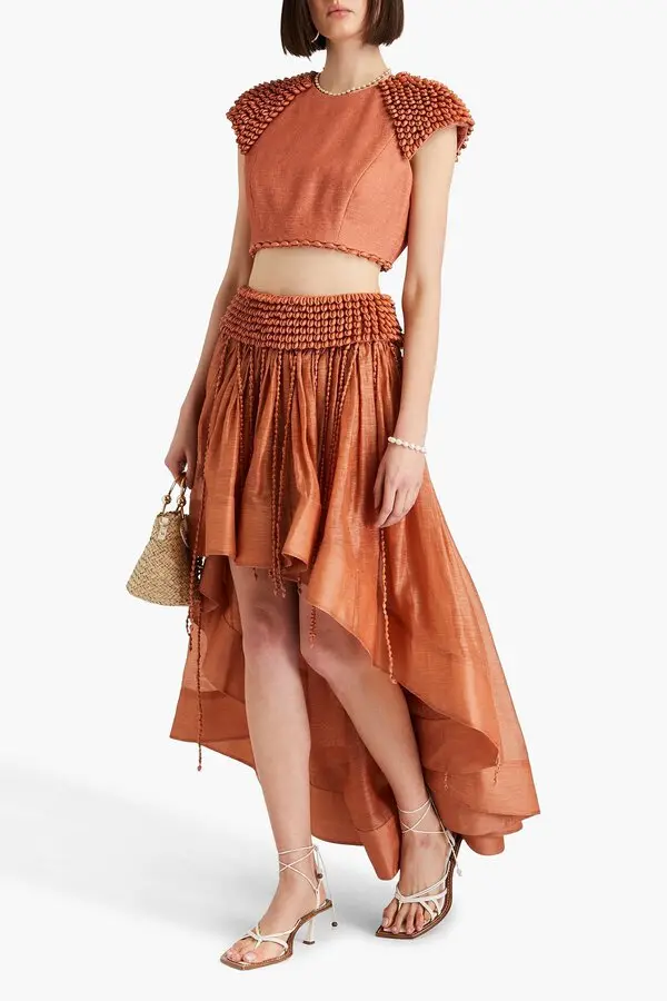 Zimmermann Cropped Shell-embellished Top
