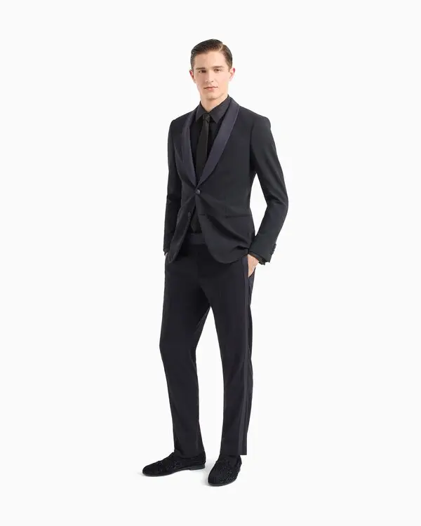 Giorgio Armani Cotton Tuxedo Shirt With Pleated Detail - Black