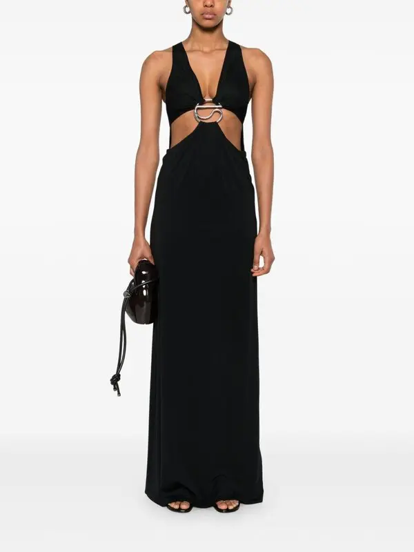 Coperni C-logo Cut-out Maxi Dress - Black
