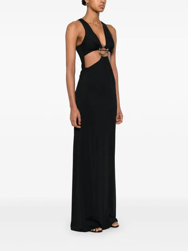Coperni C-logo Cut-out Maxi Dress - Black
