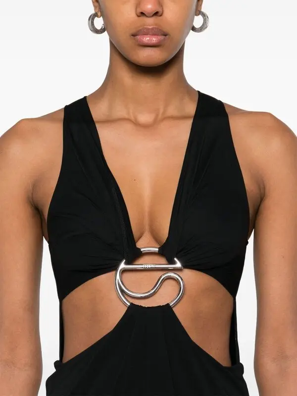 Coperni C-logo Cut-out Maxi Dress - Black
