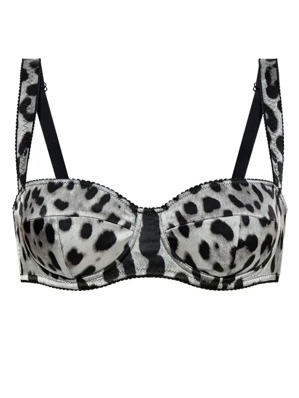 Dolce & Gabbana Leopard-print Balconette Bra - Grey