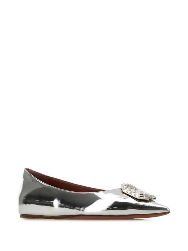 Amina Muaddi Camelia Ballerinas - Silver