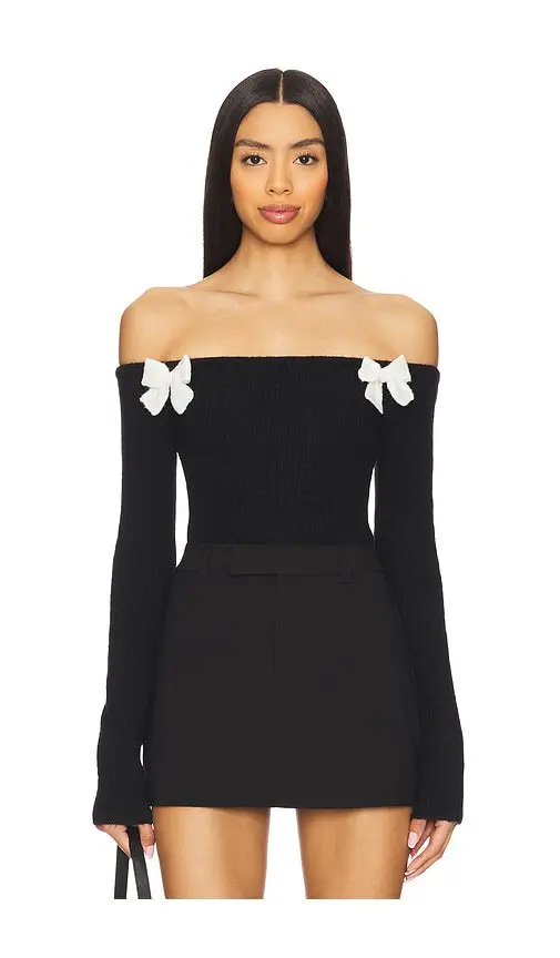 Majorelle Off-the-shoulder Bow Detail Knit Top