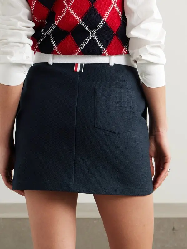 Thom Browne Appliquéd Two-tone Mini Skirt - Blue