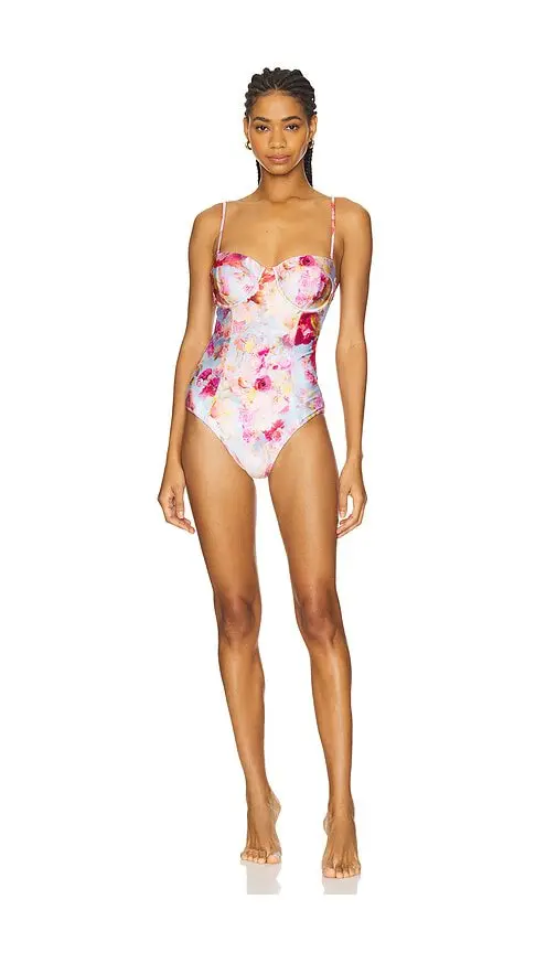 L'Agence Amie Soft Cloud Underwire Bandeau One Piece Swimsuit - Multi