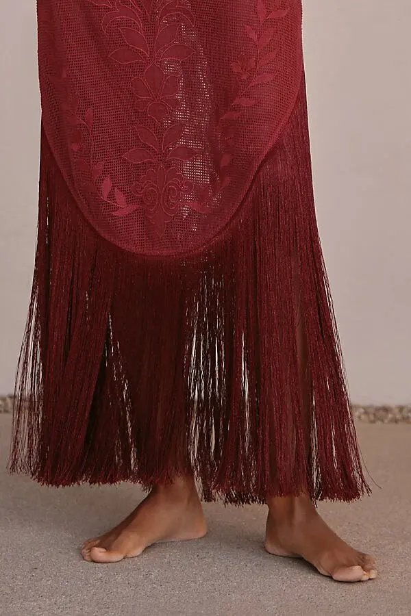 Anthropologie Sleeveless Mesh Fringe Midi Dress In Purple - 46% Off |  Editorialist