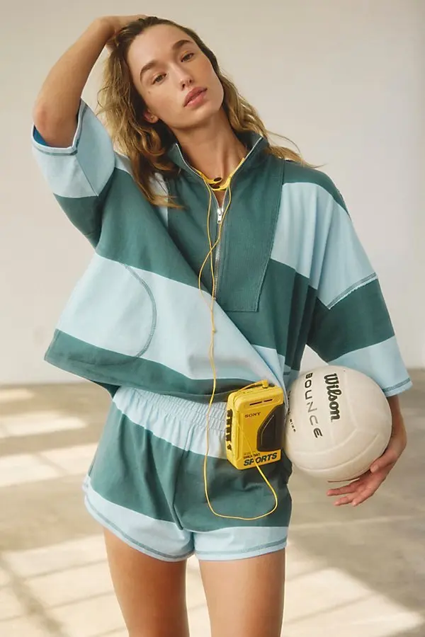 Free People Retro Rugby Set - Heritage Green Combo