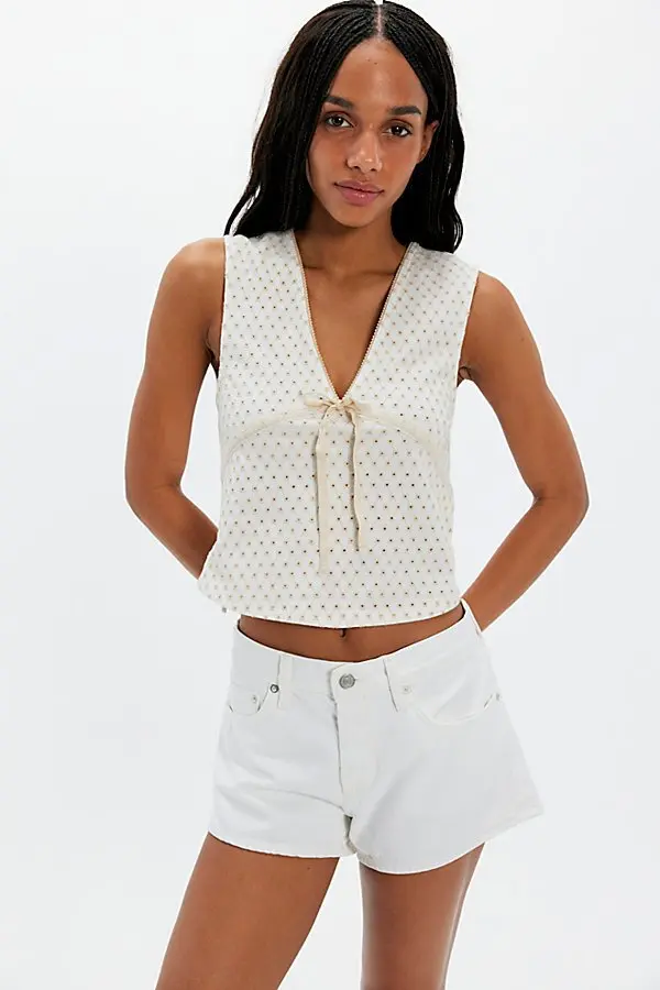 Free People Good Graces Cropped Tank - Ivory Combo