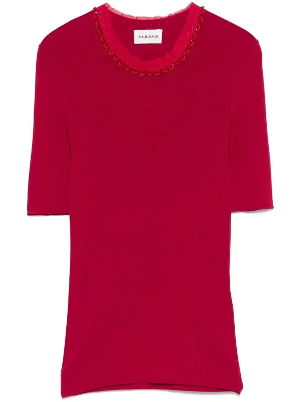 P.a.r.o.s.h Bead-embellished T-shirt - Pink