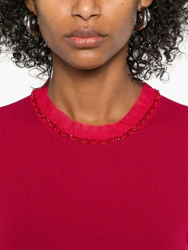 P.a.r.o.s.h Bead-embellished T-shirt - Pink
