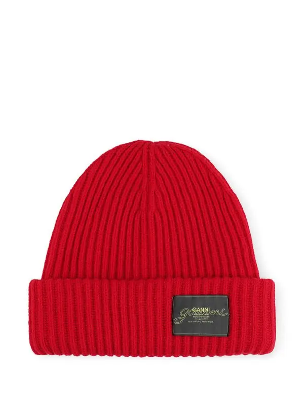 GANNI Logo Patch Beanie