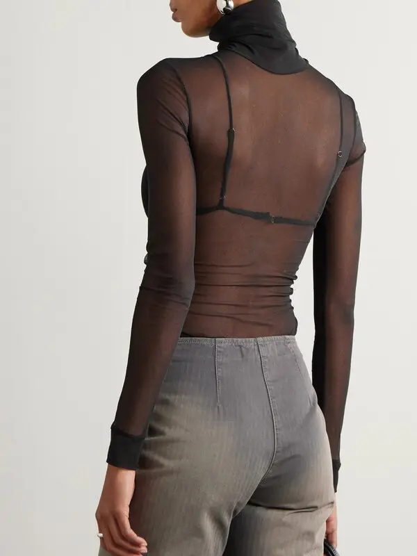 MAISON MARGIELA Chiffon Turtleneck Bodysuit