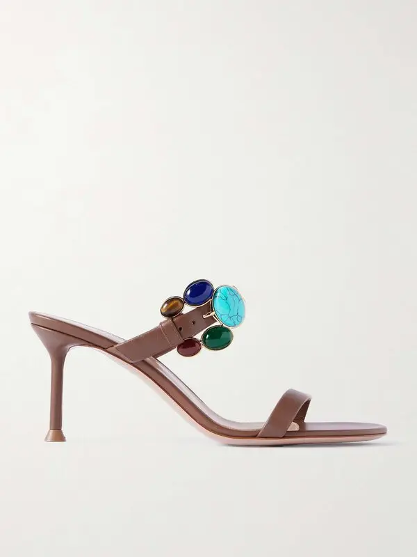 GIANVITO ROSSI 70 Embellished Leather Sandals