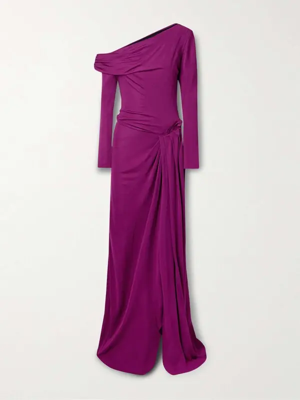 16Arlington Polyta One-shoulder Draped Jersey Gown