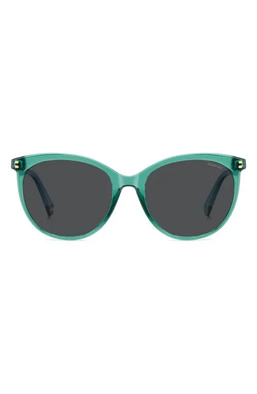POLAROID 55mm Polarized Cat Eye Sunglasses - Green/ Grey Polar