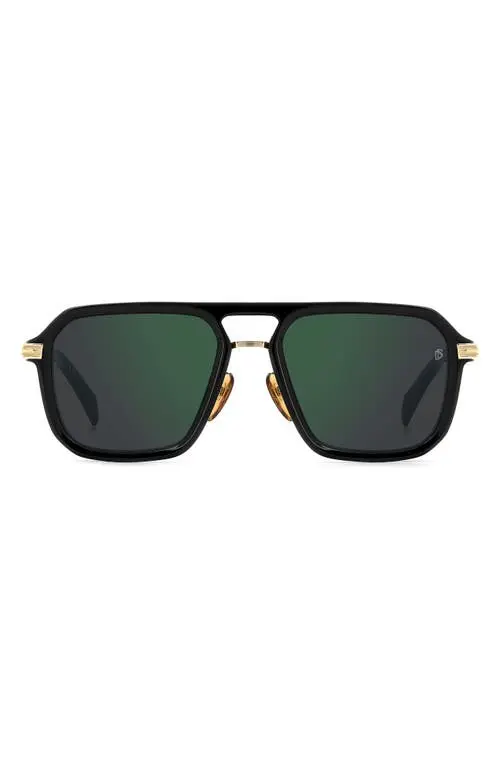 DB EYEWEAR BY DAVID BECKHAM Navigator Sunglasses - Black Gold/ Green Sp