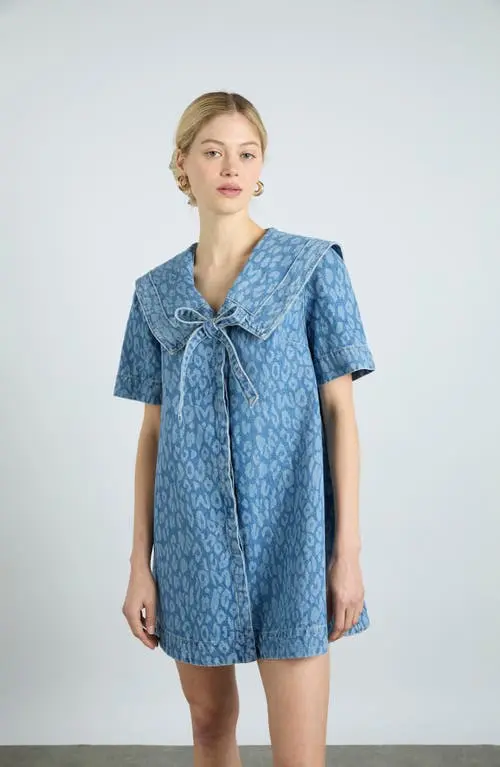 Damson madder ワンピース Damson Madder Goldie Denim Leopard Swing Dress | Neiman Marcus