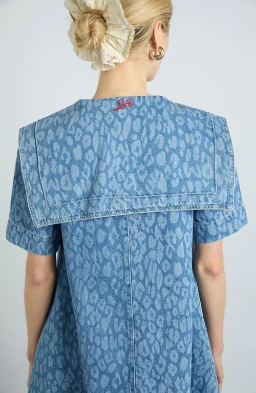 Buy DAMSON MADDER Goldie Leopard Laster Denim A-line Dress