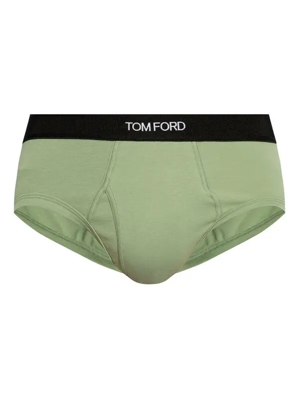 TOM FORD Logo-print Briefs - Green