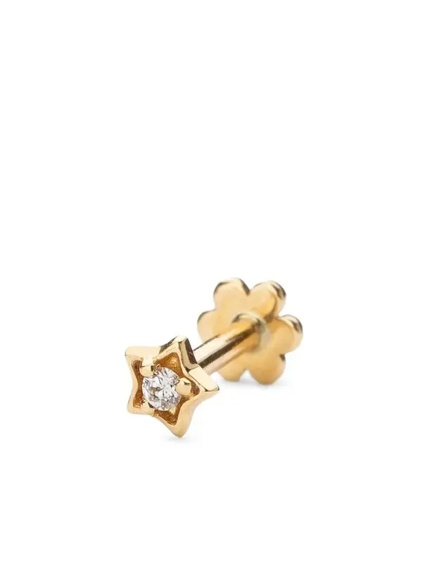 MARIA TASH 18kt Yellow Solitaire Star Diamond Single Earring - Gold