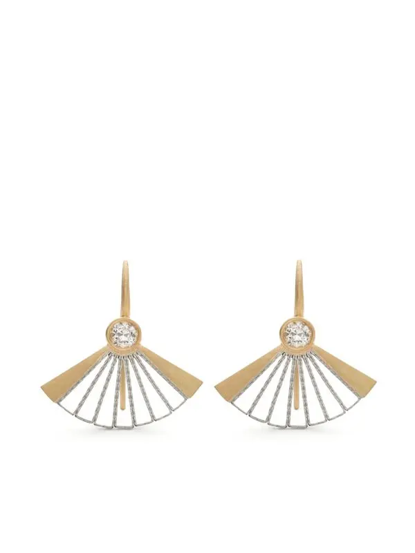 NIKOLLE RADI 18kt Yellow Diamond Fan Earrings - Gold