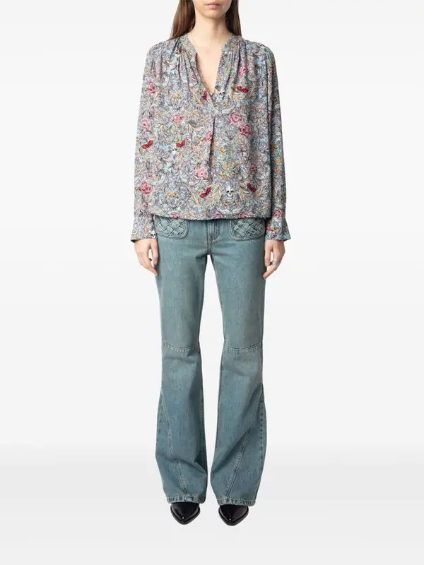Zadig&Voltaire Tink Floral-print Blouse - Blue