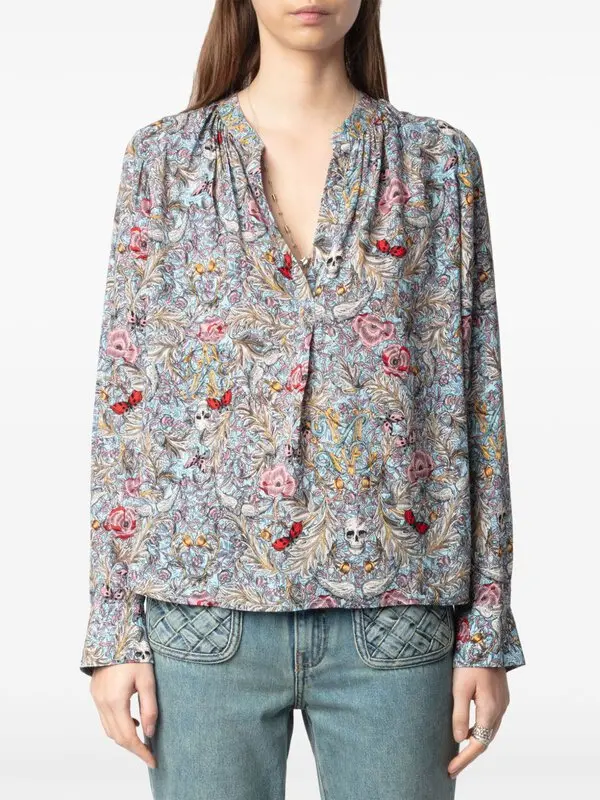 Zadig&Voltaire Tink Floral-print Blouse - Blue