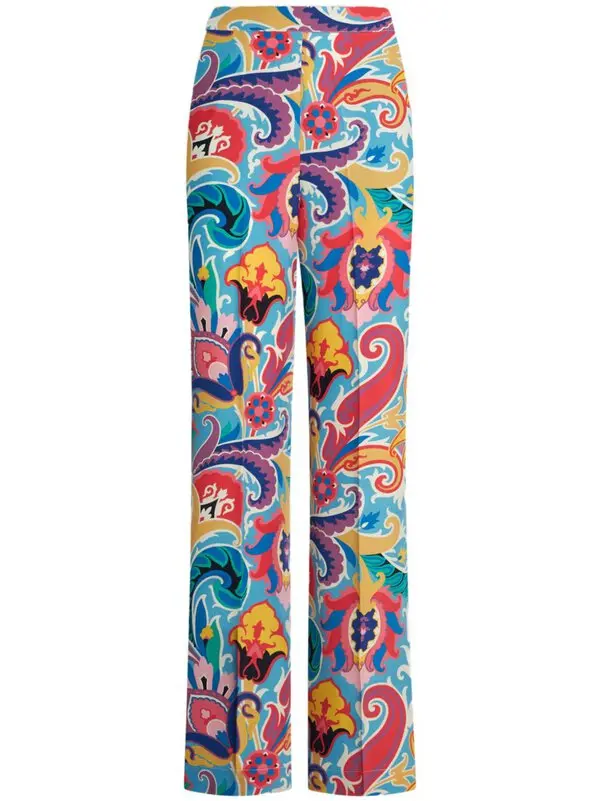 Etro Floral-print Silk Palazzo Pants
